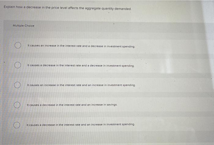 Solved Explain how a decrease in the price level affects the | Chegg.com