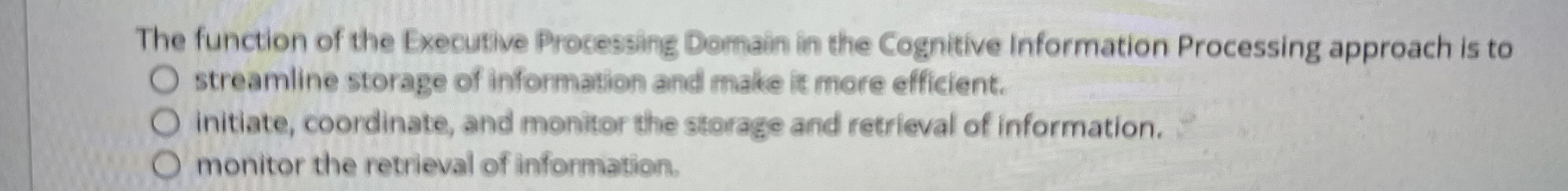 Solved The function of the Executive Processing Domain in | Chegg.com