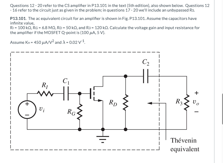 Solved P13.101. ﻿The ac ﻿equivalent circuit for an | Chegg.com