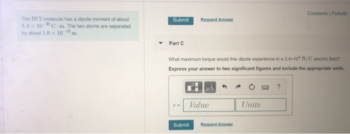 Solved Constants Periodic Table The HCI molecule has a | Chegg.com