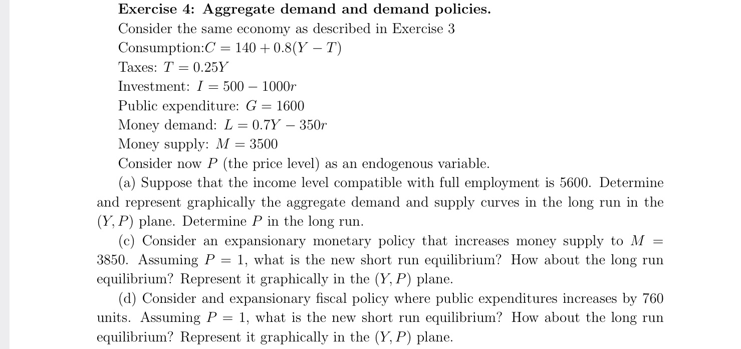 Solved Exercise 4: Aggregate demand and demand | Chegg.com