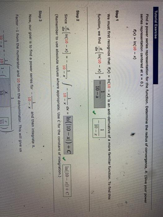 Solved Tutorial Exercise Find a power series representation | Chegg.com