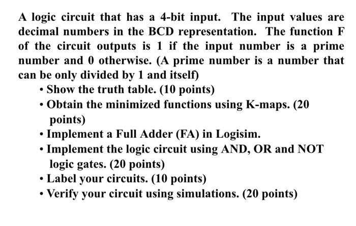 Solved A logic circuit that has a 4-bit input. The input | Chegg.com