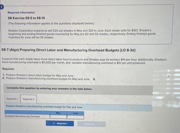 Solved Required information SB Exercise E8-5 to E8-10 [The | Chegg.com