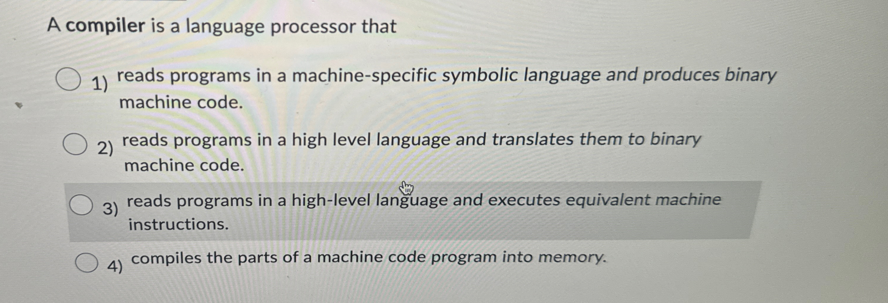 Solved A compiler is a language processor thatreads programs | Chegg.com