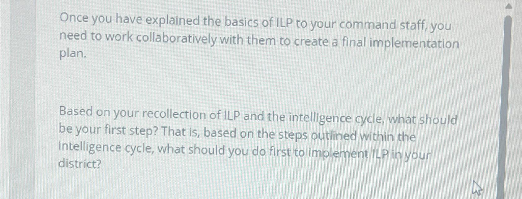 Solved Once you have explained the basics of ILP to your | Chegg.com
