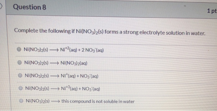 Solved Question 8 1 pt Complete the following if Ni(NO3)2(s) | Chegg.com