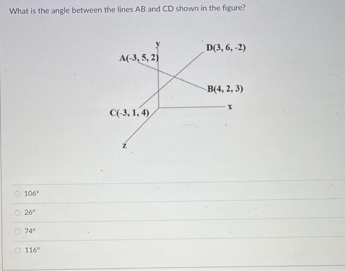 Solved What is the angle between the lines AB and CD shown | Chegg.com