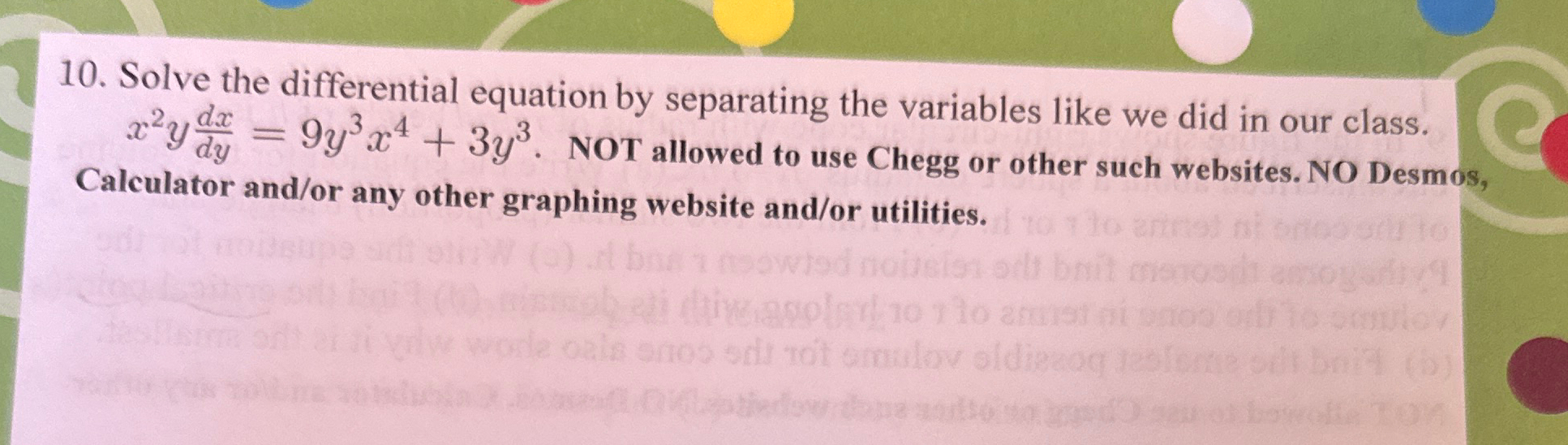 Solved Solve the differential equation by separating the | Chegg.com
