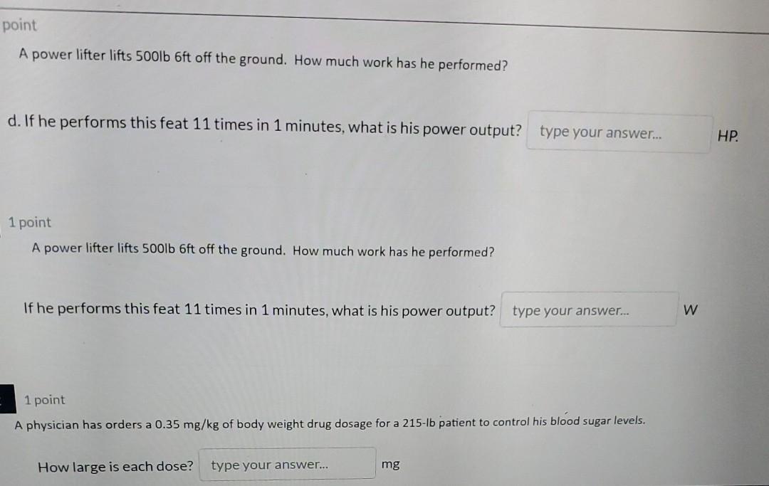 Solved point A power lifter lifts 500lb 6ft off the ground. | Chegg.com