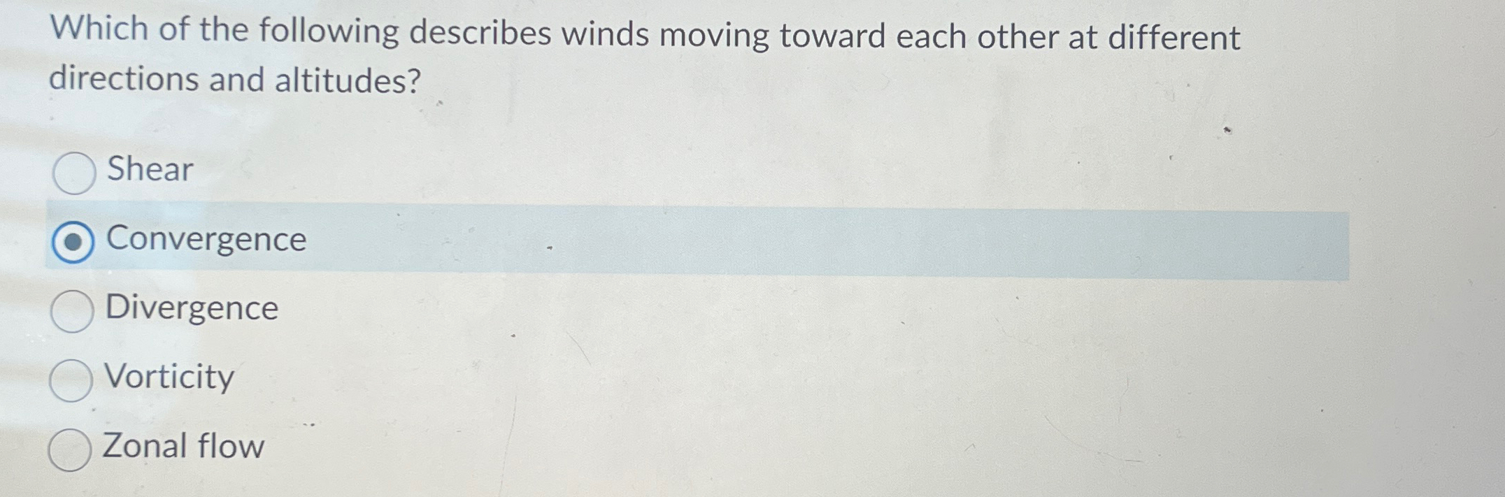 Solved Which of the following describes winds moving toward | Chegg.com