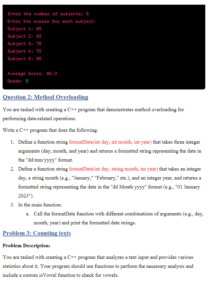 Solved Question 1: Grade calculator Problem Description: You | Chegg.com