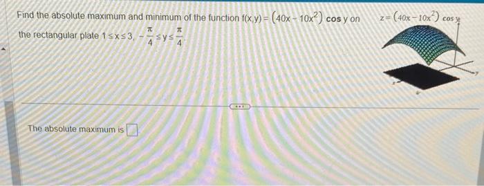Solved and the absolute maximum and minimum of the function | Chegg.com