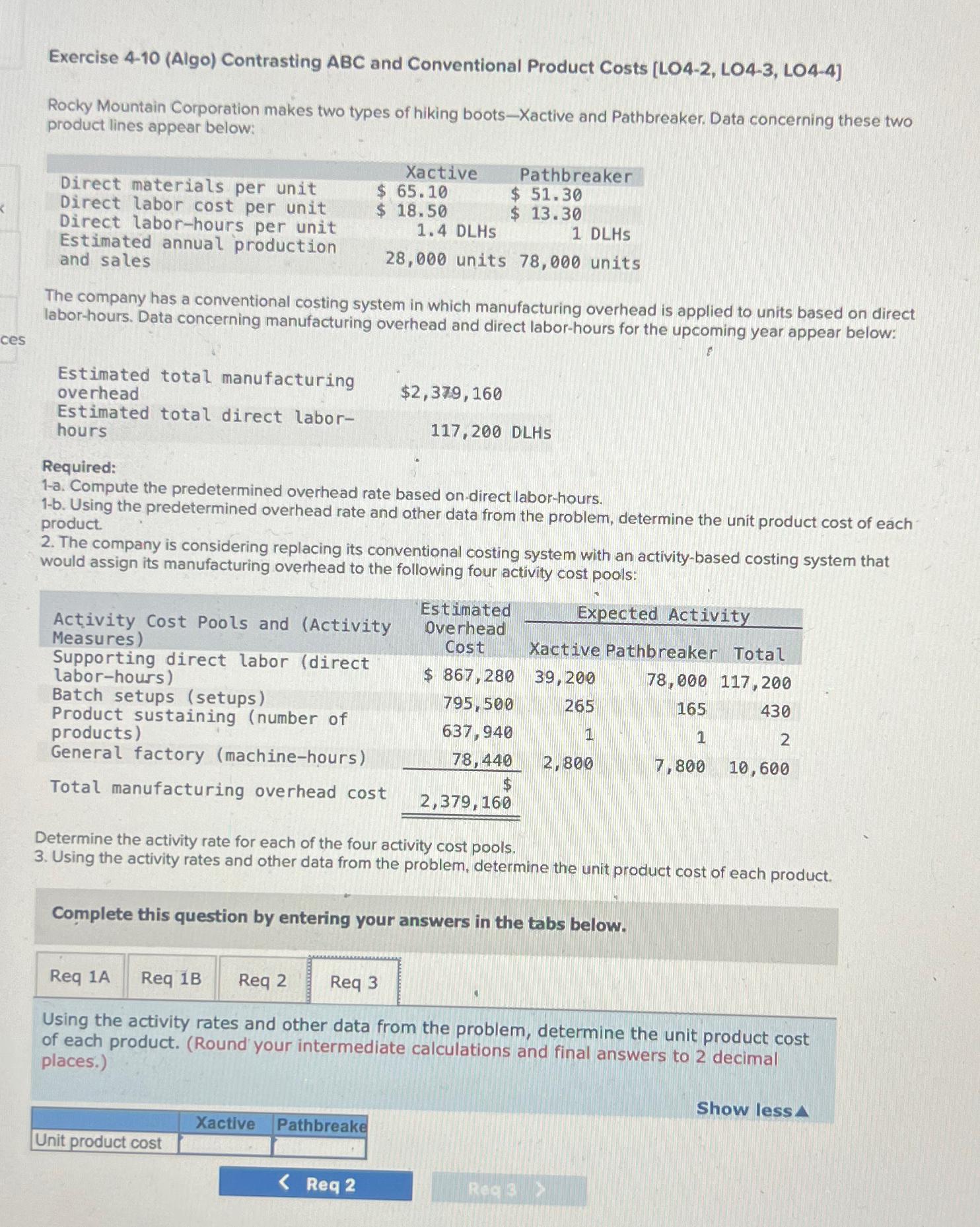 Solved Exercise 4-10 (Algo) ﻿Contrasting ABC and | Chegg.com