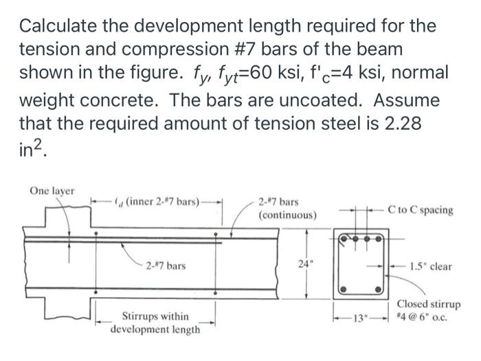 Solved Calculate the development length required for the | Chegg.com