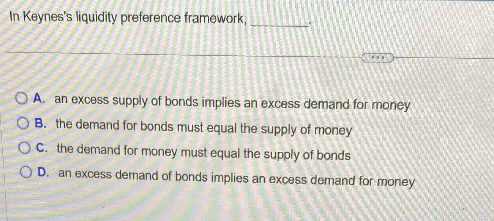 Solved In Keynes's liquidity preference framework,A. ﻿an | Chegg.com