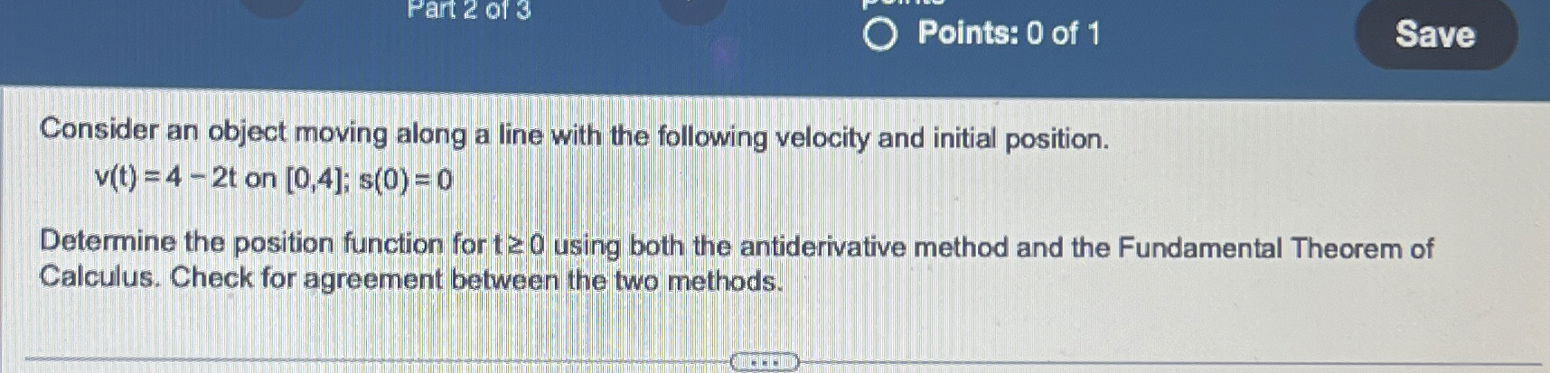 Solved Part 2 ﻿of 3Points: 0 ﻿of 1Consider an object moving | Chegg.com