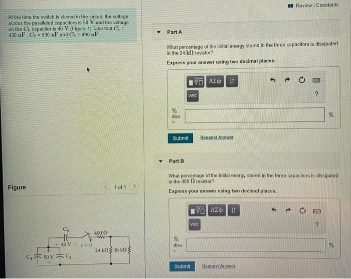 Solved M Review Constants At the time the switch is closed | Chegg.com