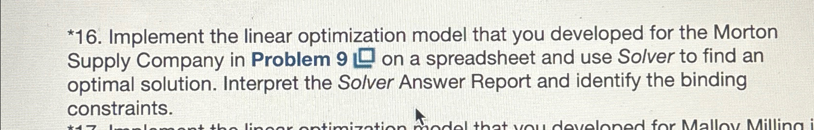 Solved 16 ﻿implement The Linear Optimization Model That 0579