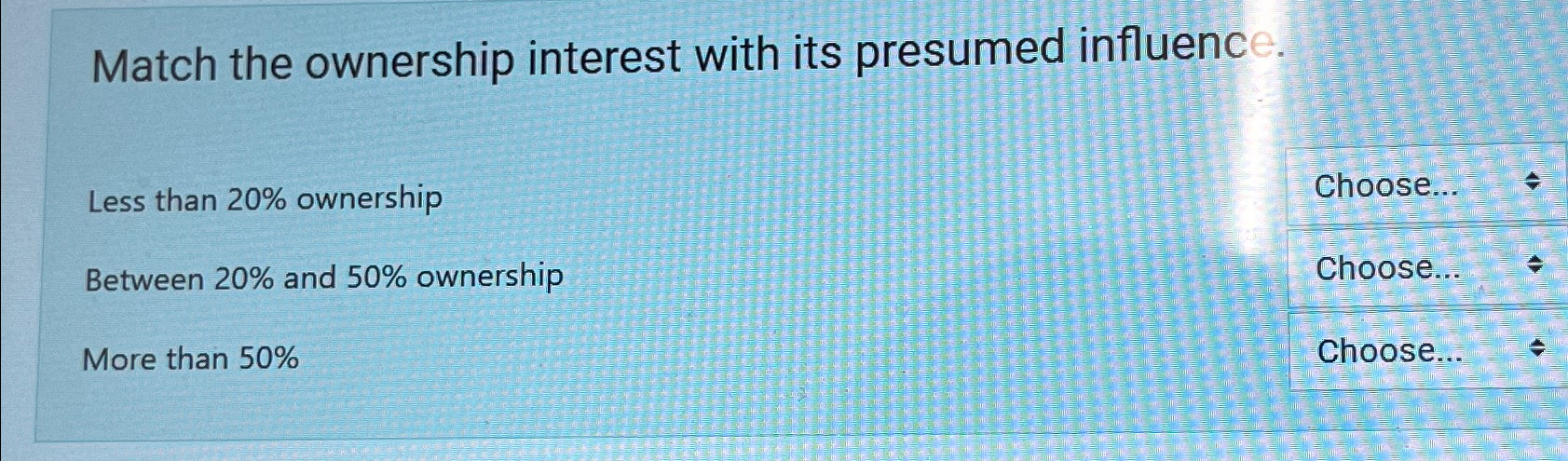 Solved Match the ownership interest with its presumed | Chegg.com