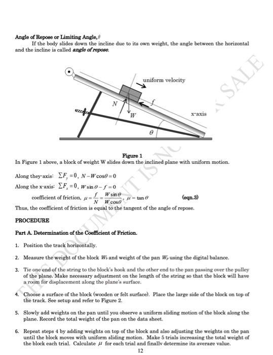EXPERIMENT NO. 102 FRICTION INTRODUCTION Any object | Chegg.com