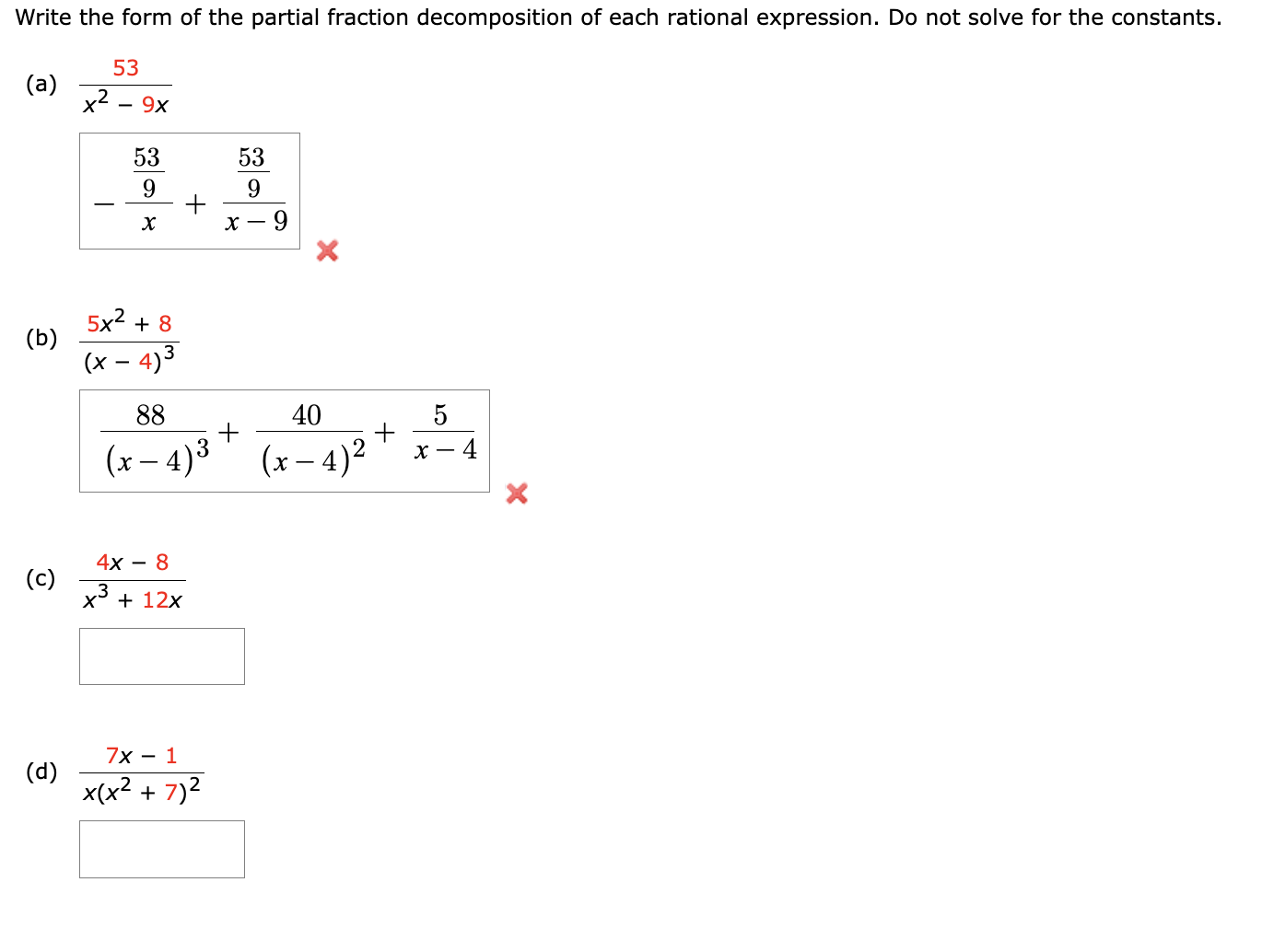 Solved Write the form of ﻿the partial fraction decomposition | Chegg.com