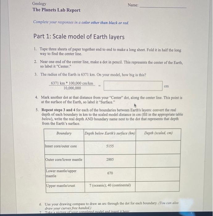 [Solved]: Geology Name: The Planets Lab Report Complete you
