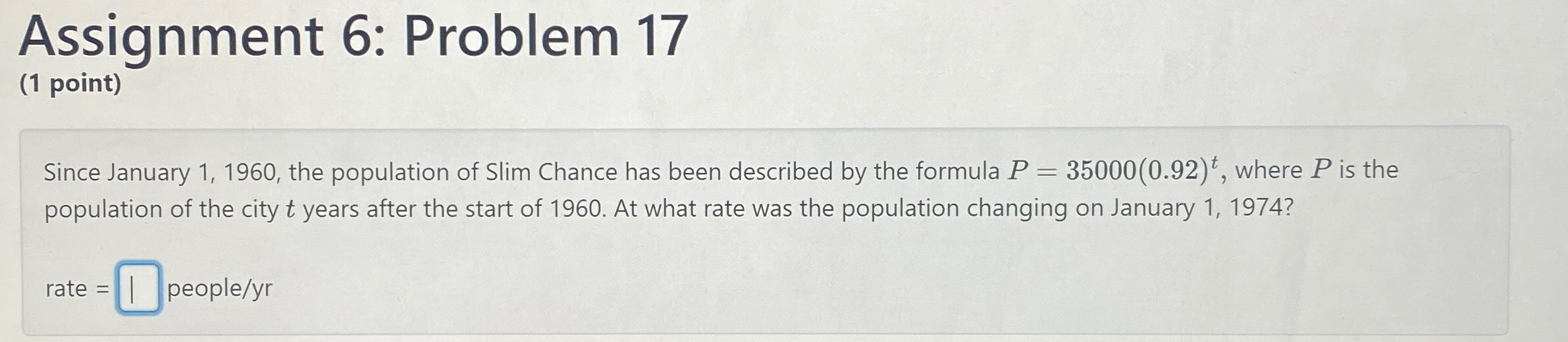 Solved Assignment 6: Problem 17(1 ﻿point)Since January | Chegg.com
