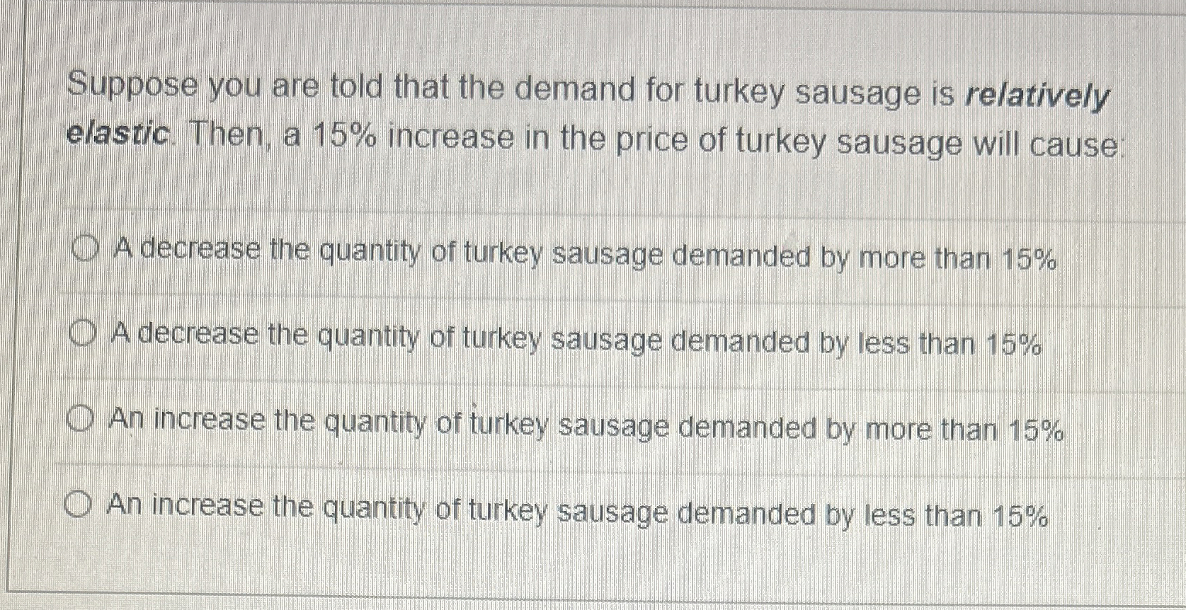 Solved Suppose you are told that the demand for turkey | Chegg.com