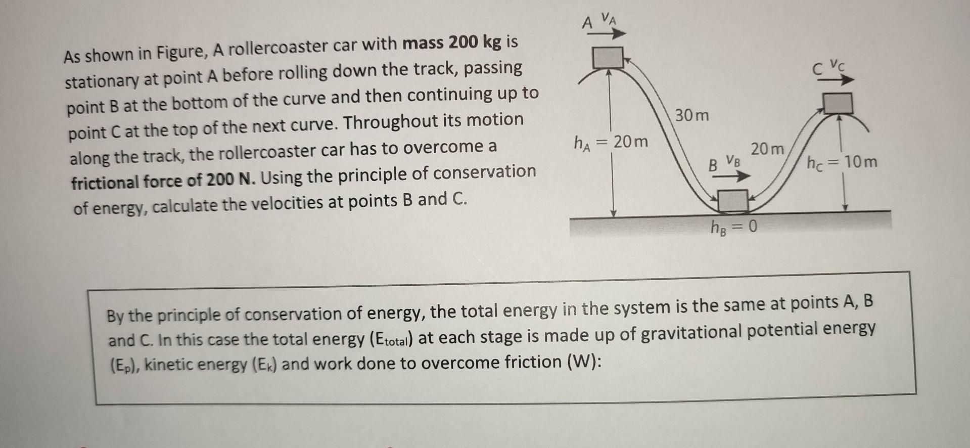 Solved As shown in Figure, A rollercoaster car with mass 200 | Chegg.com
