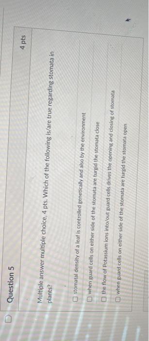 Solved 4 pts Multiple answer multiple choice, 4 pts. Which | Chegg.com