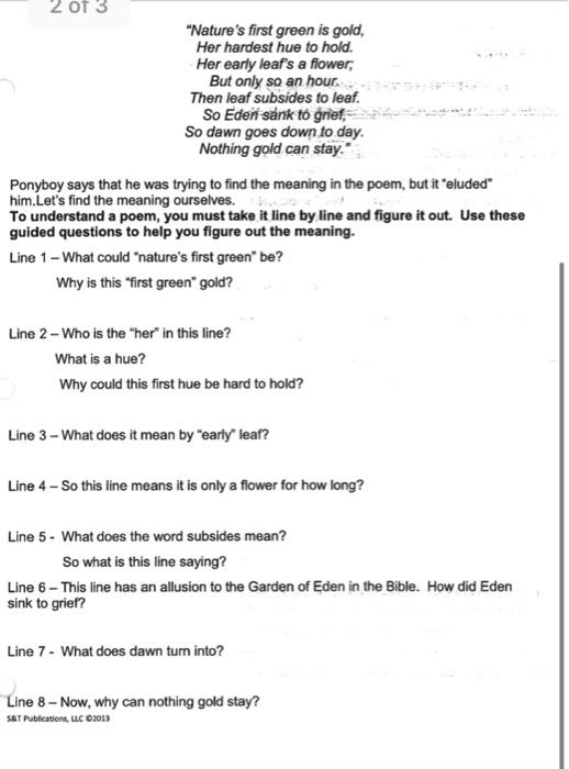 1 of 3 The Outsiders Chapter 5 Setting is a | Chegg.com