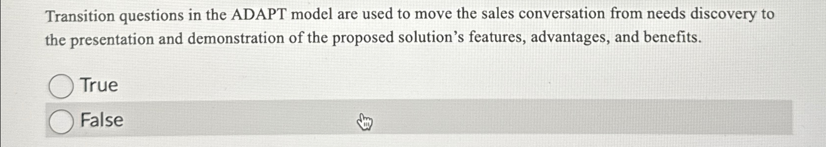 Solved Transition questions in the ADAPT model are used to | Chegg.com