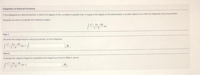Solved Integration of Rational Function t the integrand in a | Chegg.com