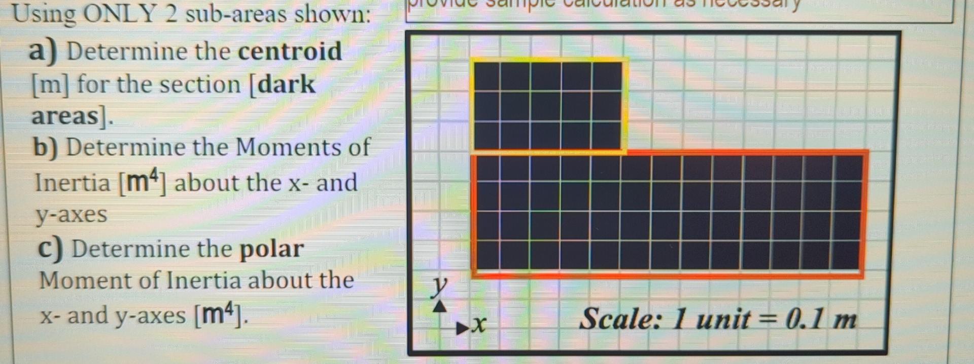 Solved Using ONLY 2 sub-areas shown: a) Determine the | Chegg.com