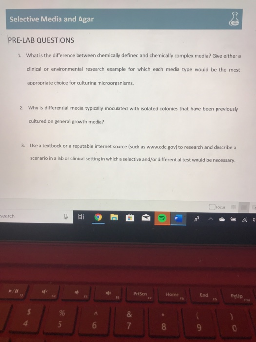 Solved Selective Media and Agar PRE-LAB QUESTIONS 1. What is | Chegg.com