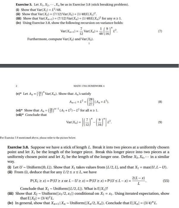 Solved Exercise 3. Let X1, X2, X, be as in Exercise 3.8 | Chegg.com