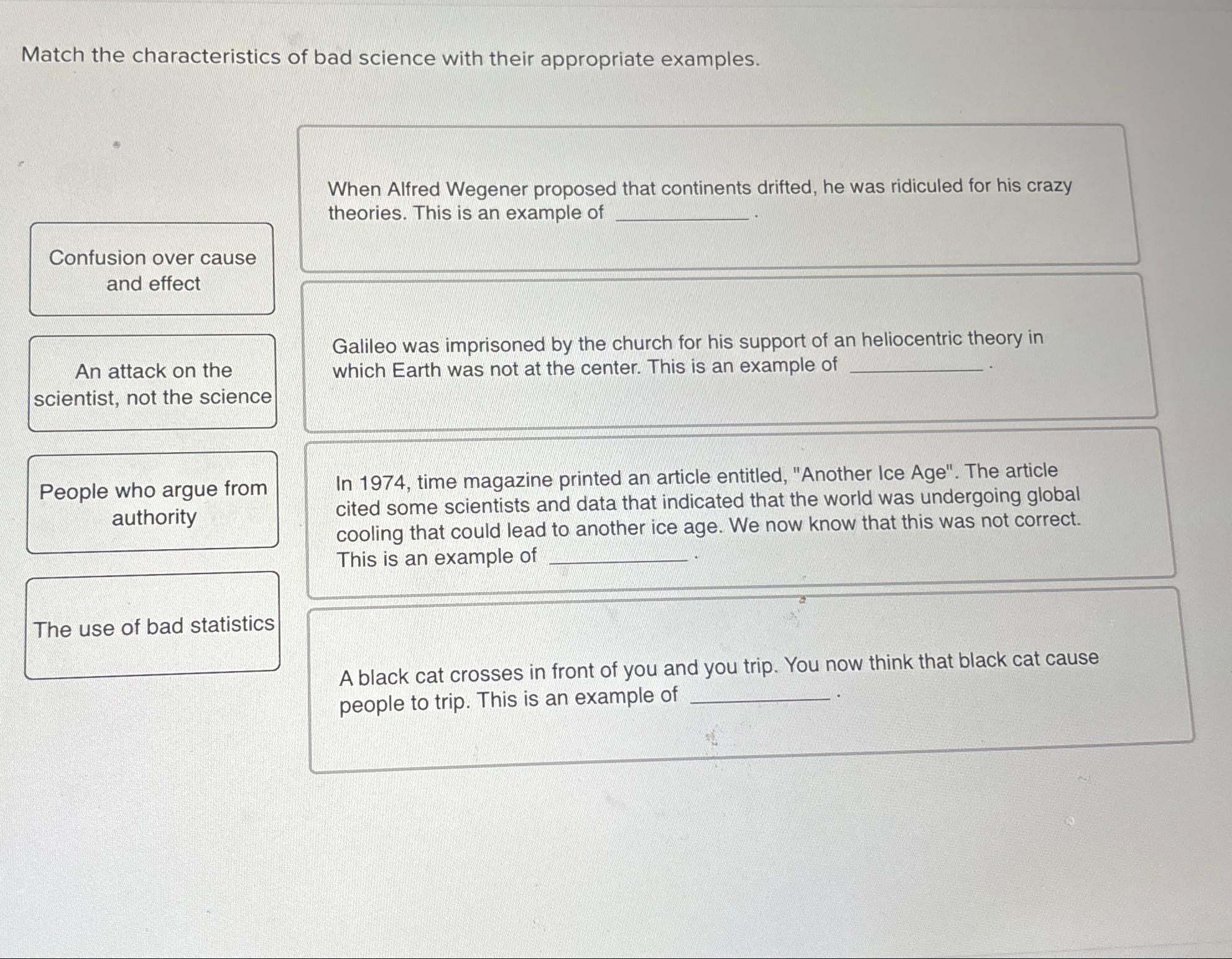 Solved Match the characteristics of bad science with their | Chegg.com