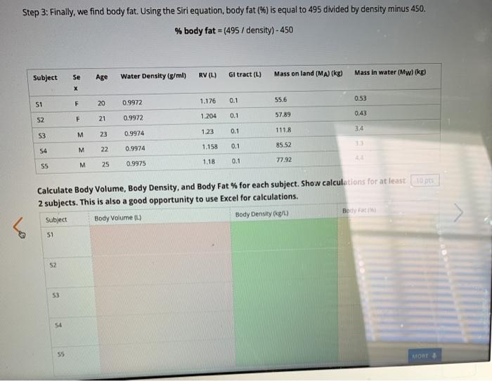 Step 3: Finally, we find body fat. Using the Siri | Chegg.com