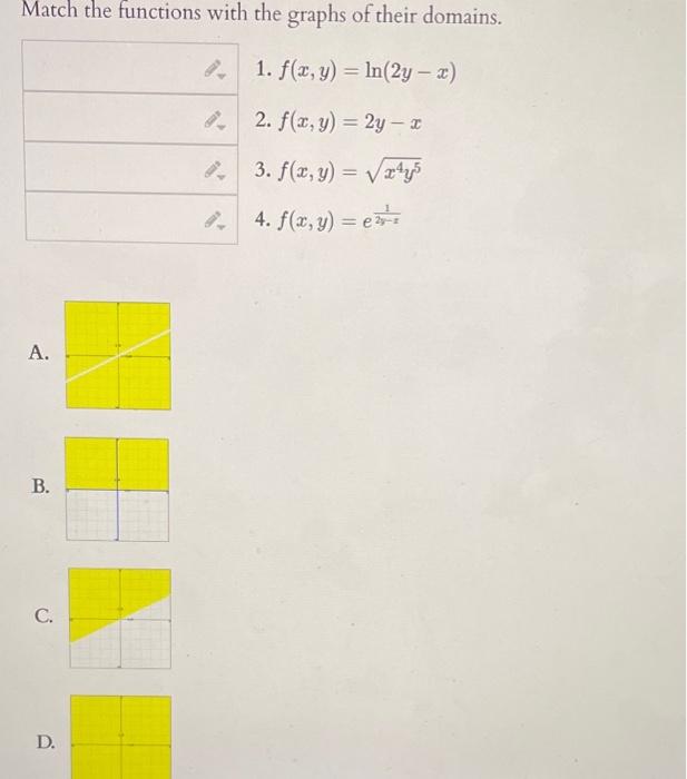 Solved Match the functions with the graphs of their domains. | Chegg.com
