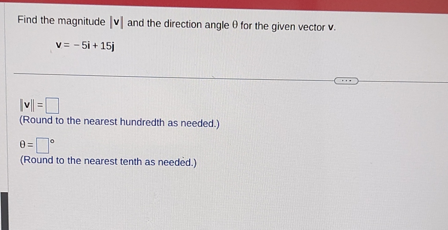 Solved Find the magnitude ||v|| ﻿and the direction angle θ | Chegg.com