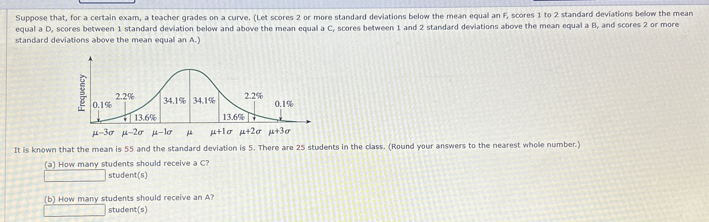 standard deviations above the mean equal an A.)It is | Chegg.com