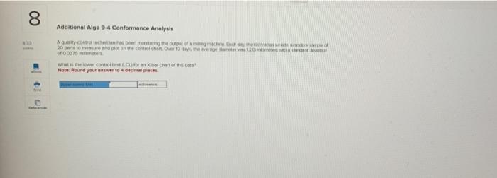 Solved 8 ED Pove fo Additional Algo 9-4 Conformance Analysis | Chegg.com