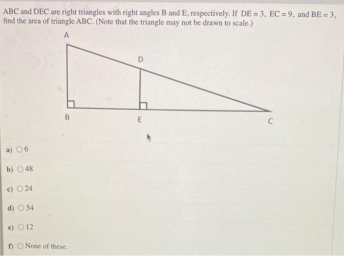 Solved ABC and DEC are right triangles with right angles B | Chegg.com