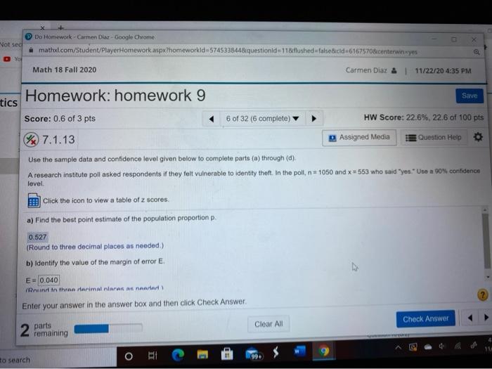 Solved Vot seg Do Homework Carmen Diaz Google Chrome | Chegg.com
