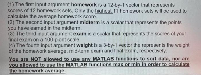 Solved Write A Matlab Function Called Gradecalc Which Takes 2455