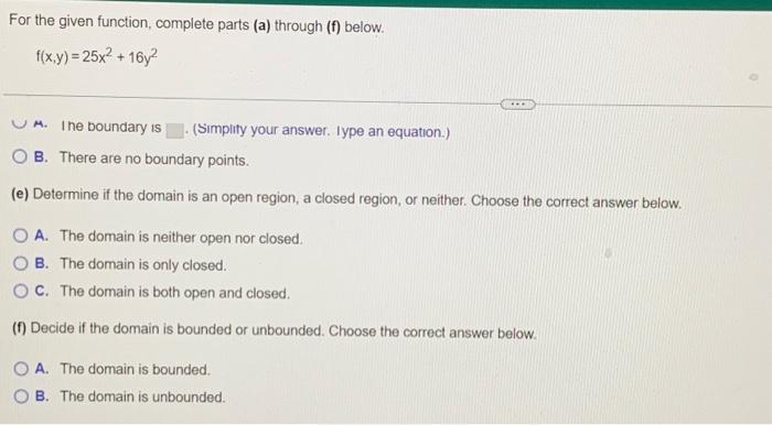 Solved For the given function, complete parts (a) through | Chegg.com