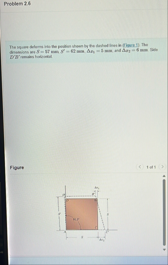 Solved Problem 2.6The square deforms into the position shown | Chegg.com