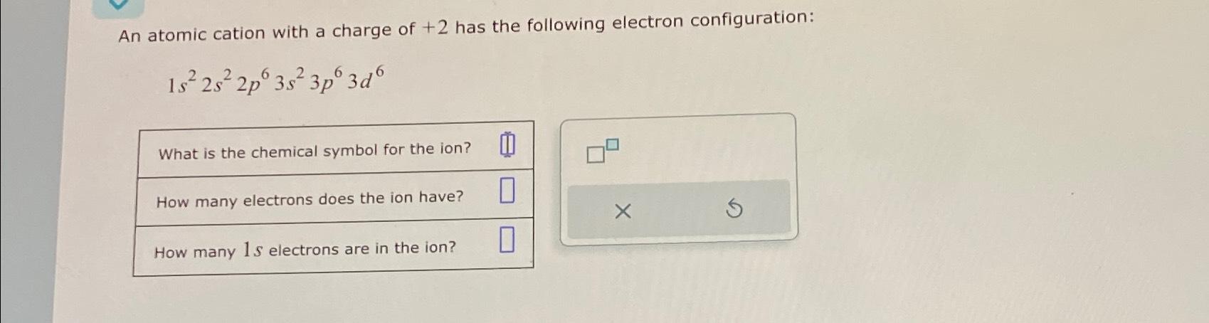 Solved An Atomic Cation With A Charge Of 2 ﻿has The