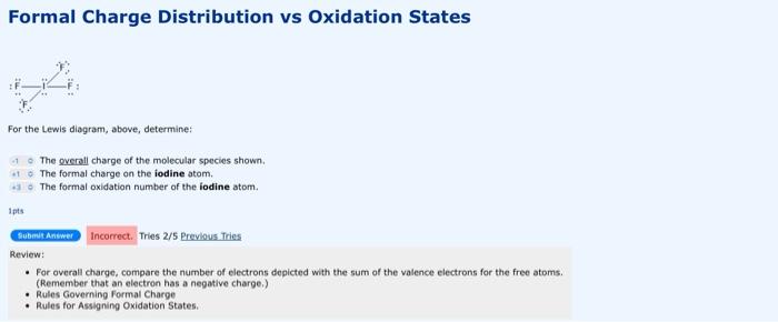Solved Formal Charge Distribution vs Oxidation States For | Chegg.com